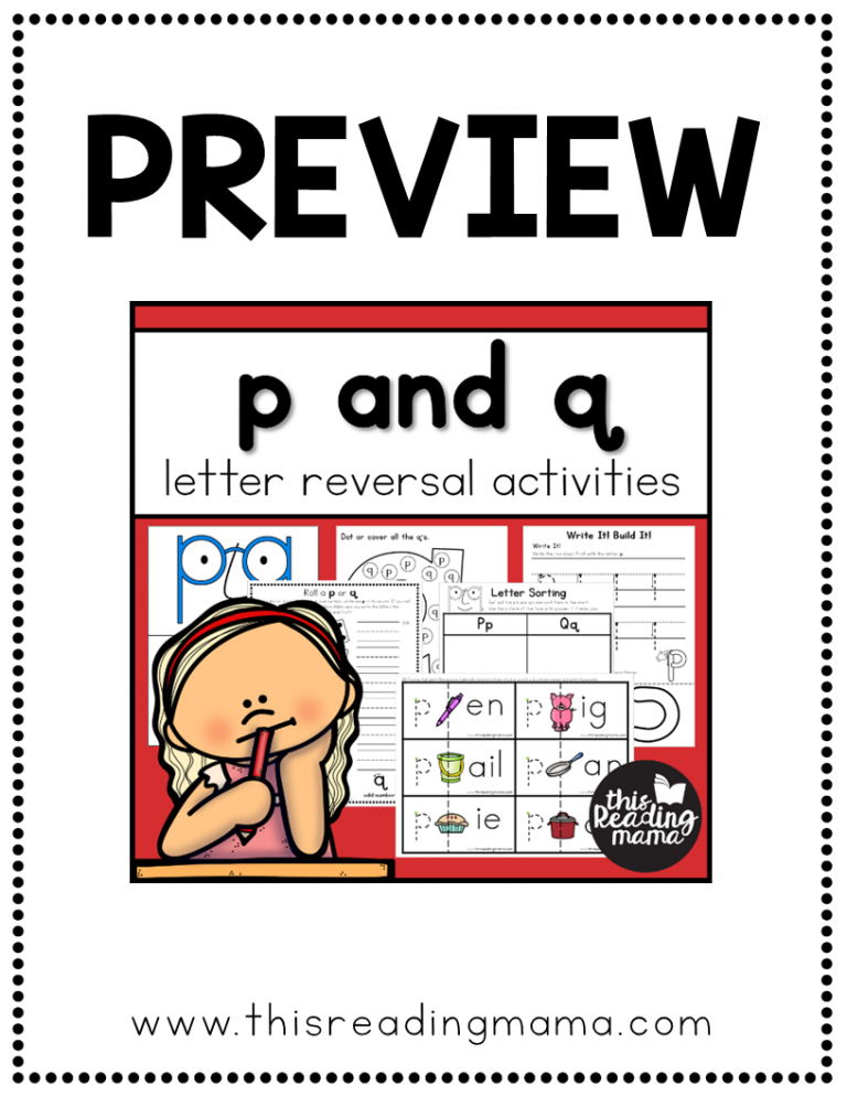 Lowercase p and q Letter Reversal Pack - This Reading Mama