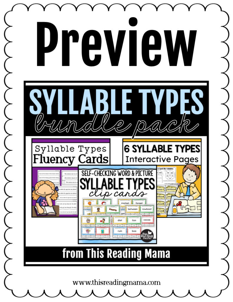 Syllable Types Bundle Pack PREVIEW - This Reading Mama